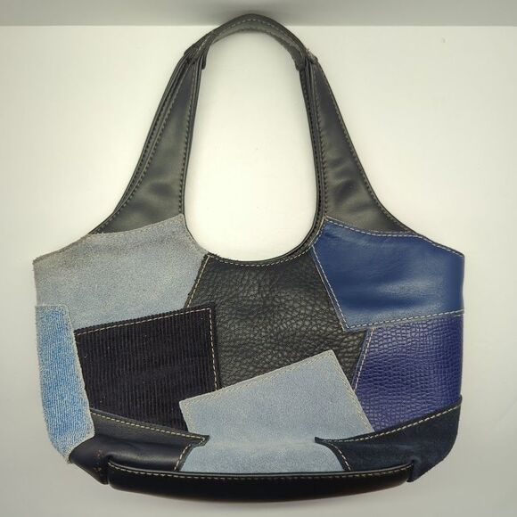 Q&A | Bags | Vintage Y2k Qa Blue Patchwork Shoulder Handbag With Mirror ...